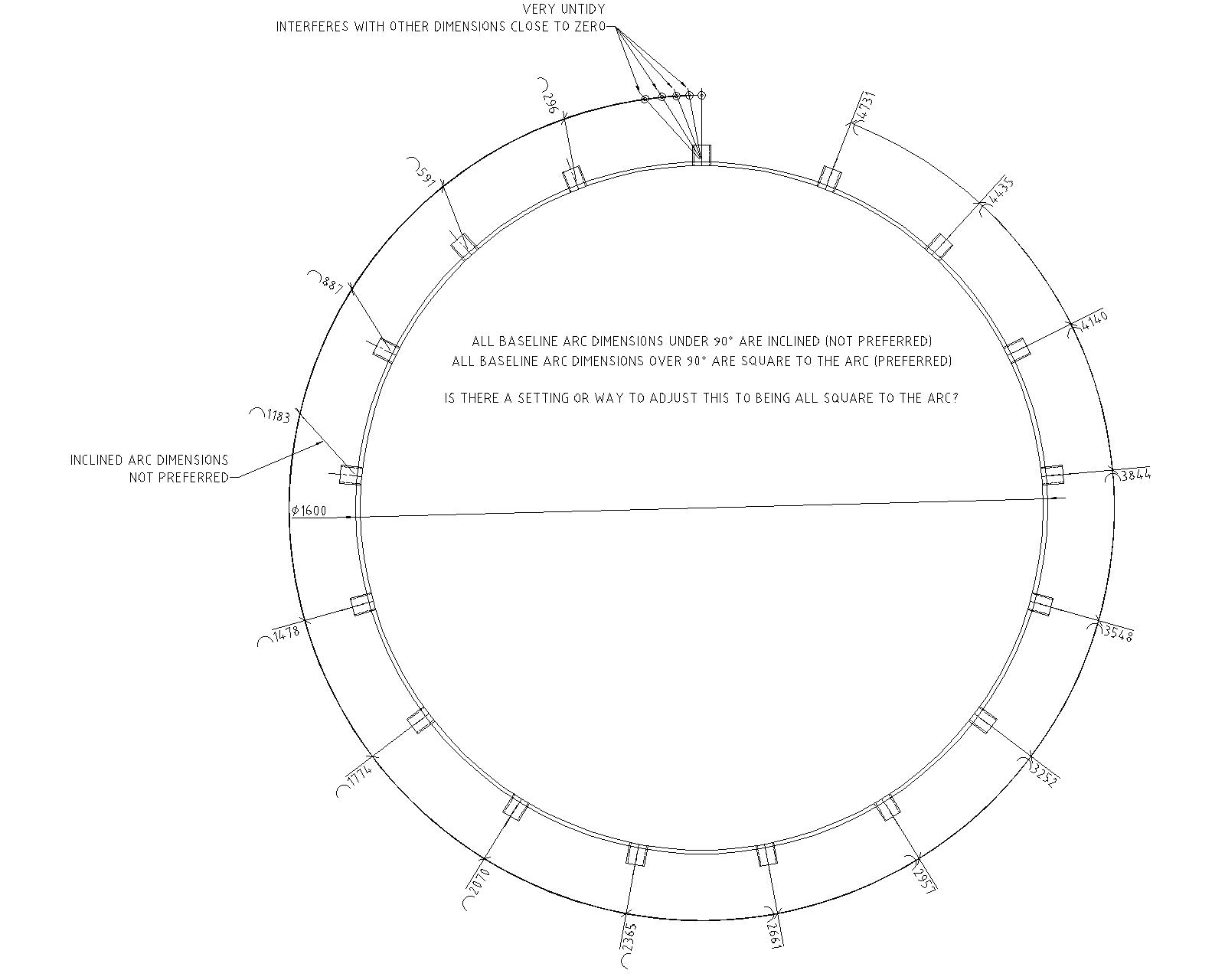 Solved: Baseline arc dimensions untidy - Autodesk Community