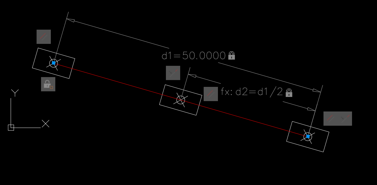 constraining a block to a midpoint of 2 other blocks with a variable length - Autodesk Community