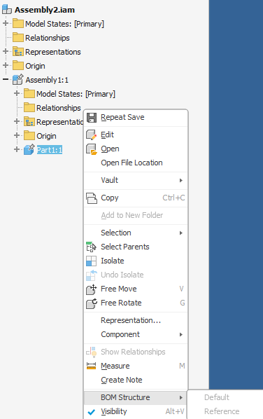 Unable to set subcomponent BOM structure as reference - Autodesk Community