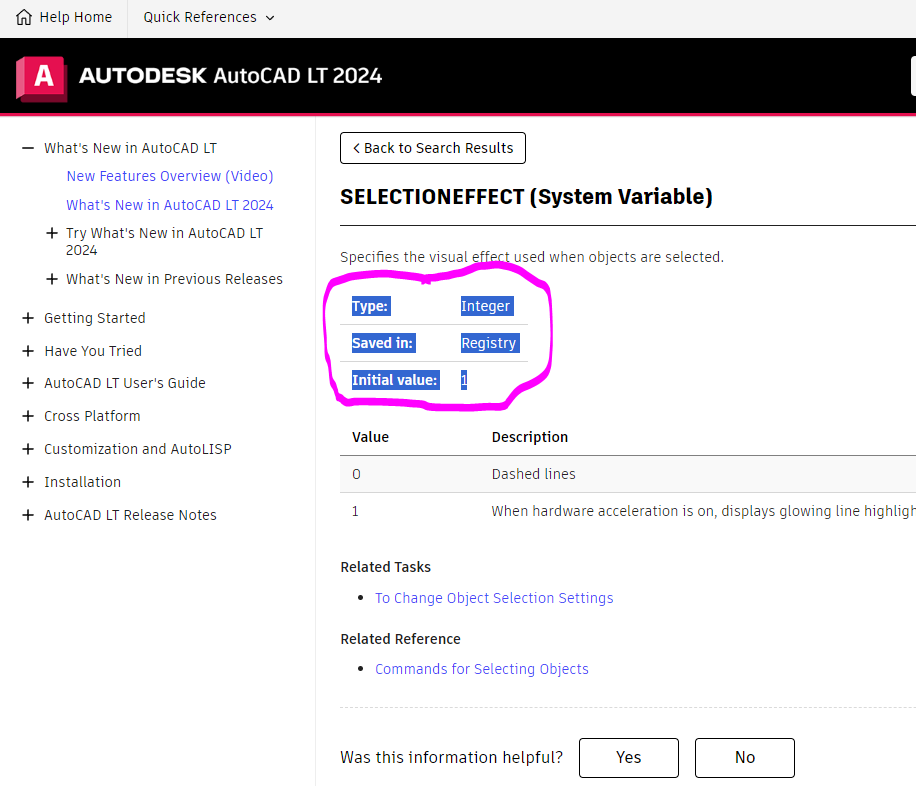Solved: KEEPING SELECTIONEFFECT VARIABLE WHEN AUTOCAD LT RESTARTS - Autodesk Community
