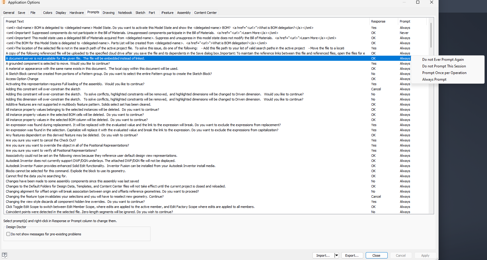 disabling Error/Warning prompts - Autodesk Community