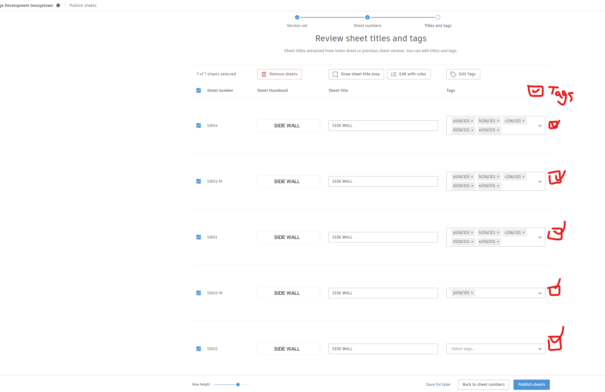 Sheets tagging (ADD CHECK BOX FOR APPLYING SAME TAGS TO MULTIPLE SHEETS ...