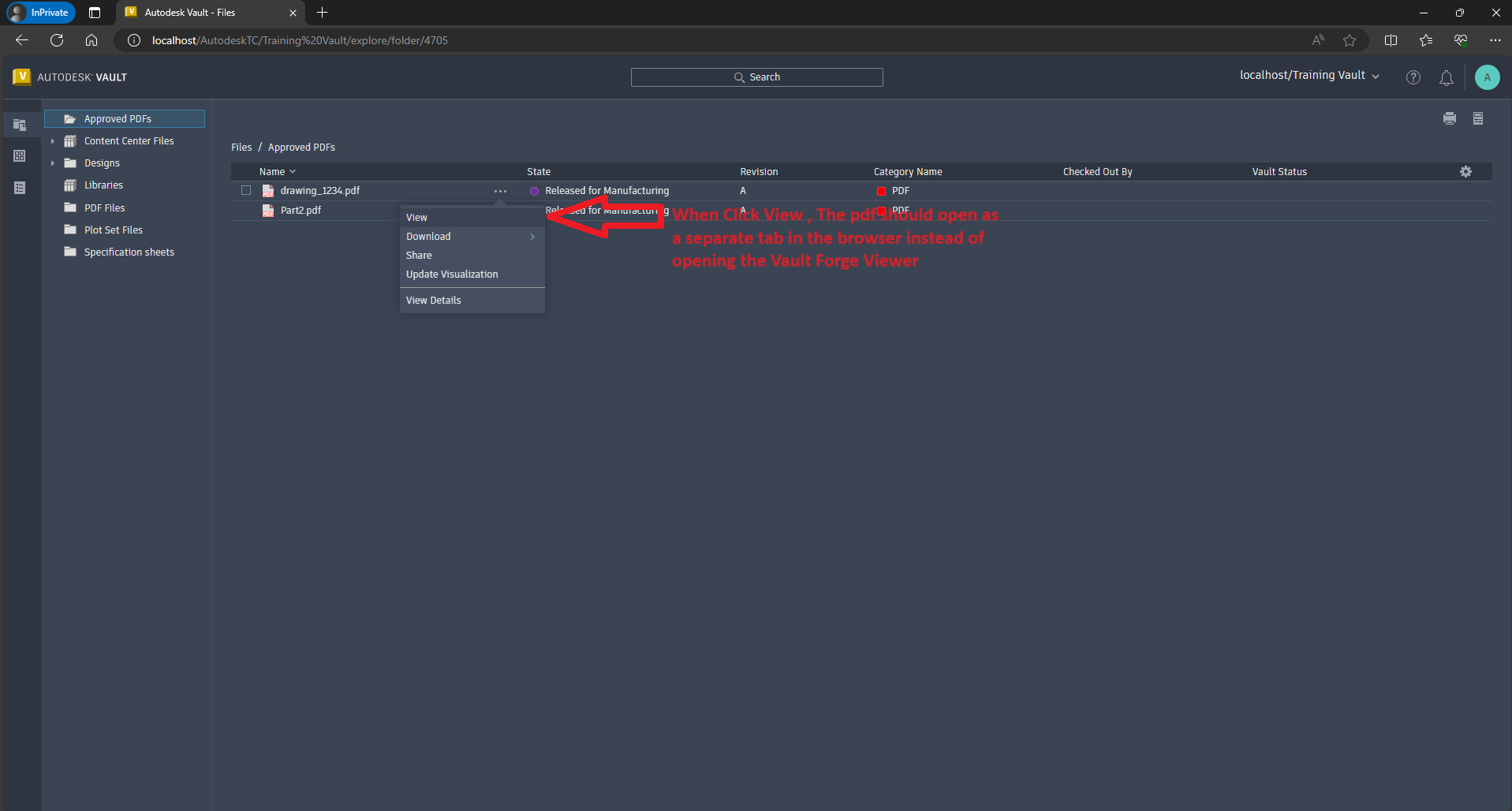 How to Enable Vault thin client to view PDF files in a seperate tab instead of using the Forge ...