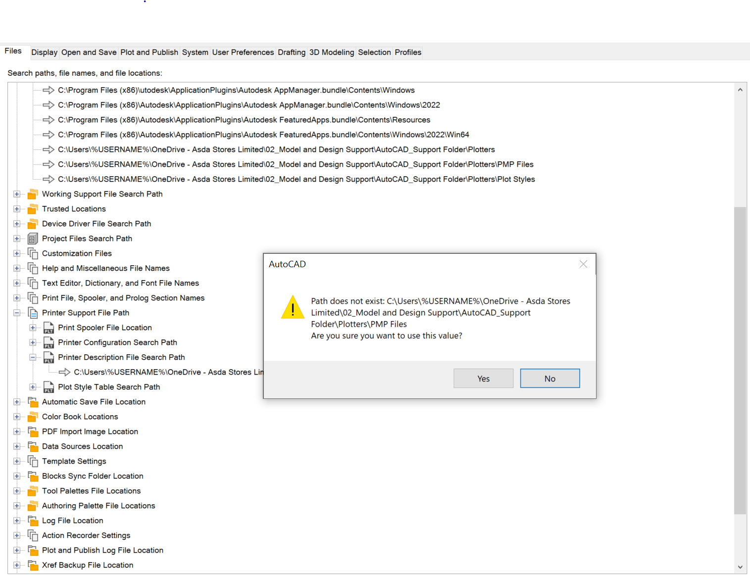 Solved: not a valid path using %username% in printer file support path - Autodesk Community