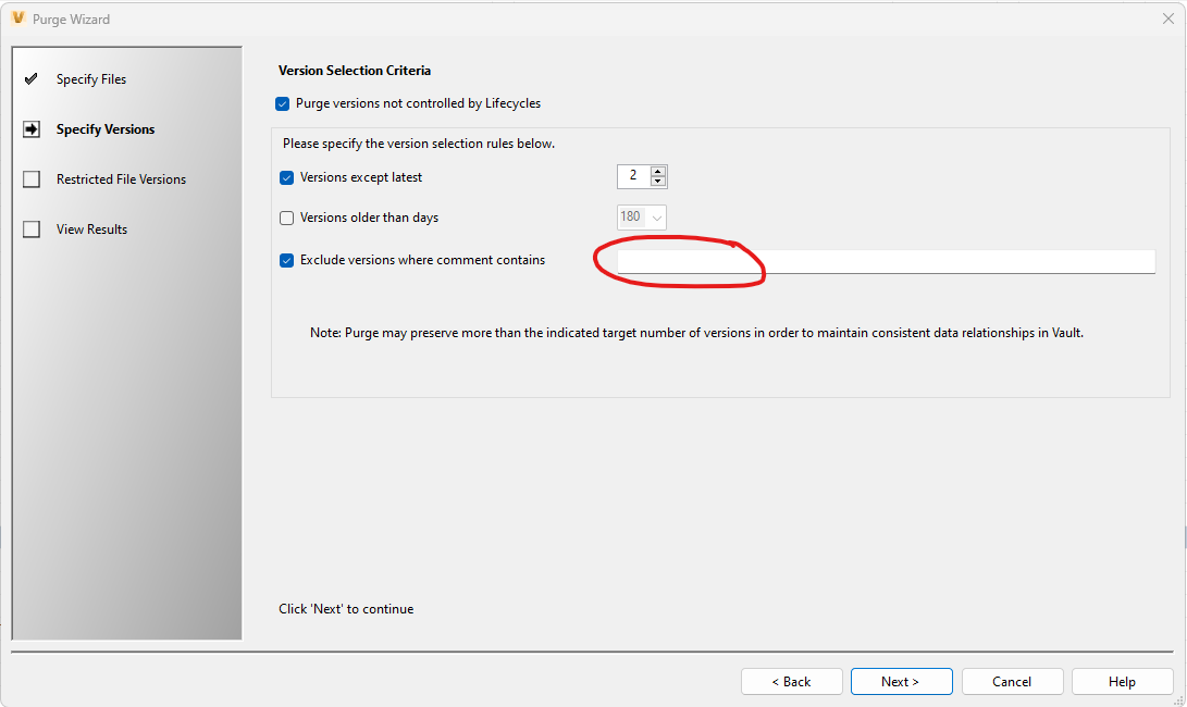 Document purge: skip versions with any comment - Autodesk Community