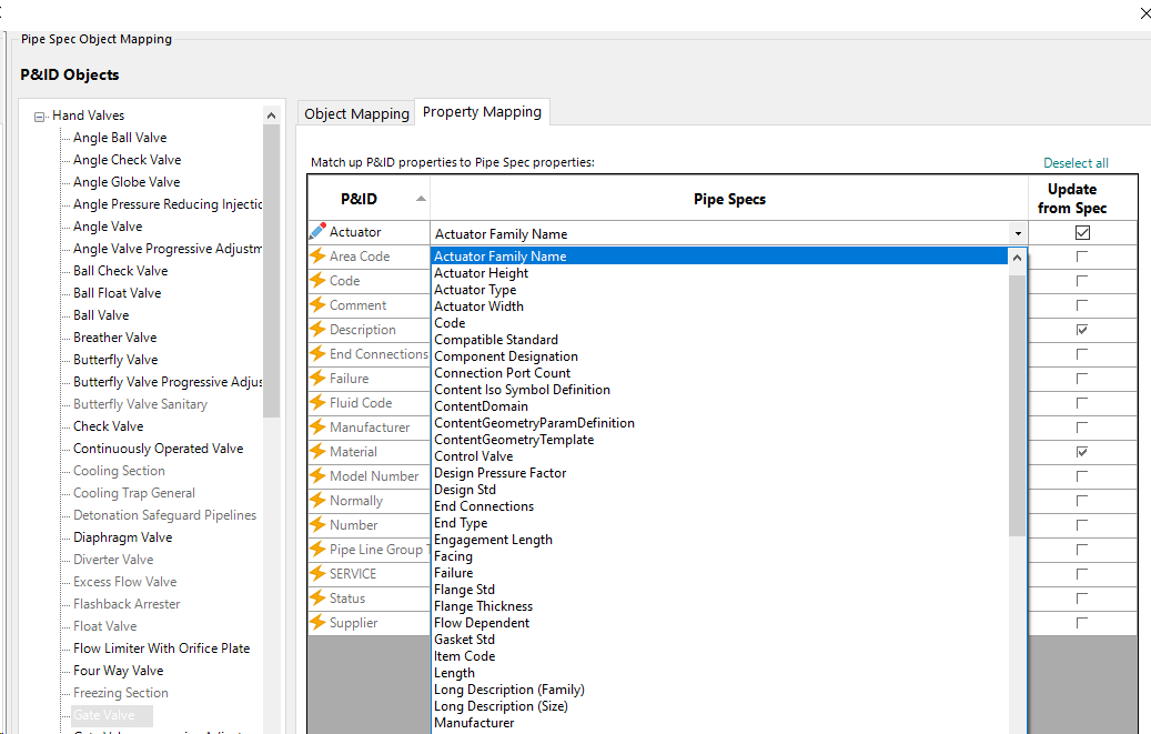 P&ID Spec Update Not Updating Spec Parts & Valve Operators - Autodesk Community