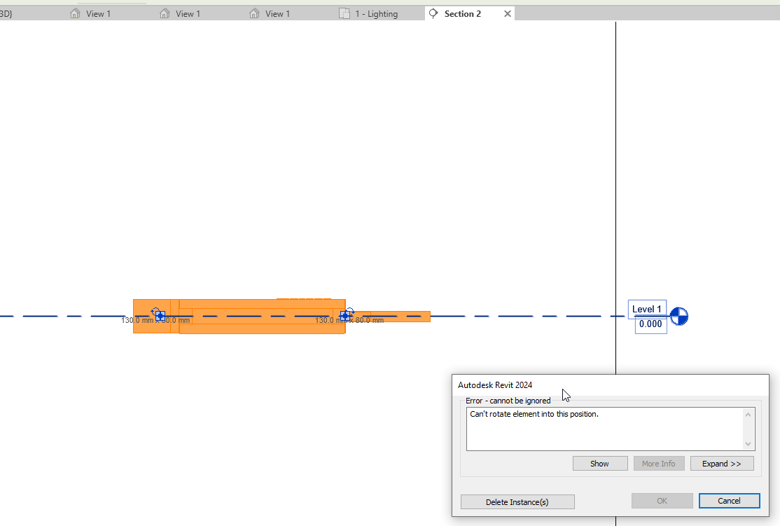 rotación vertical de las familias: Flanche, Cruz, Caja de Derivación ...