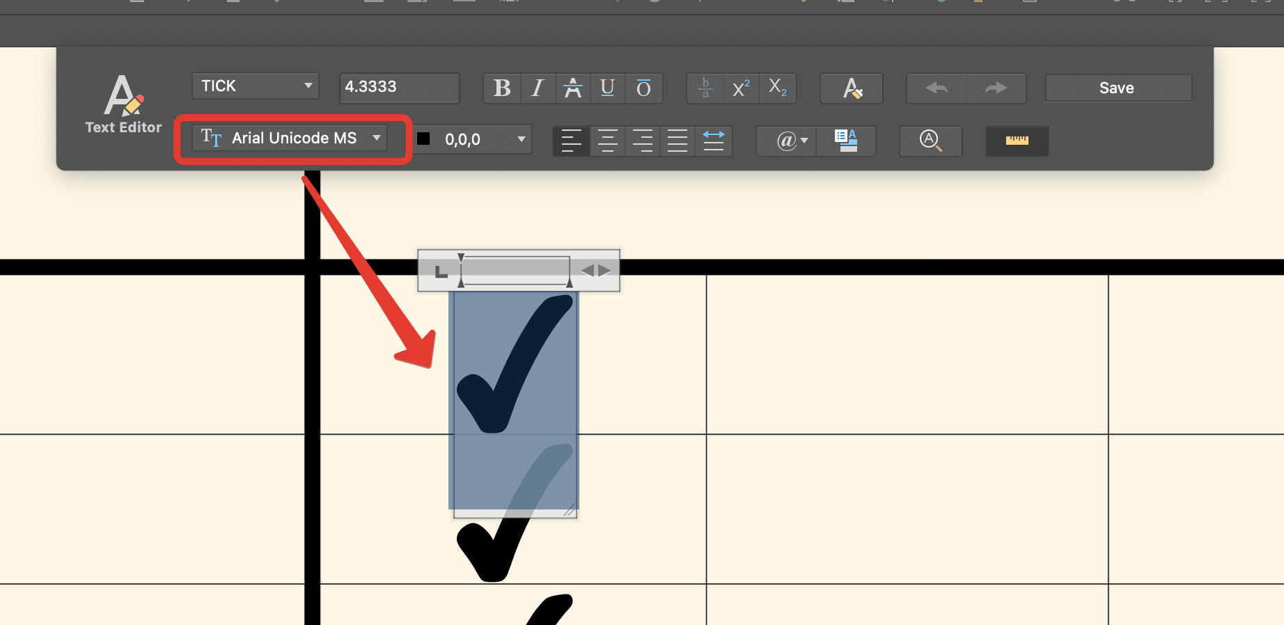 Symbols (check marks) not showing correctly when opening drawings on ...