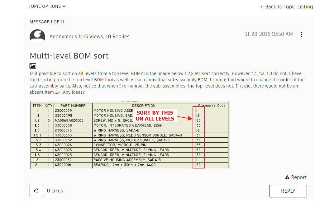 Multi-level BOM sort - Autodesk Community