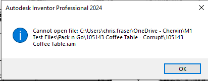 Assembly Corruption - Internal error in persistence operation - Autodesk Community