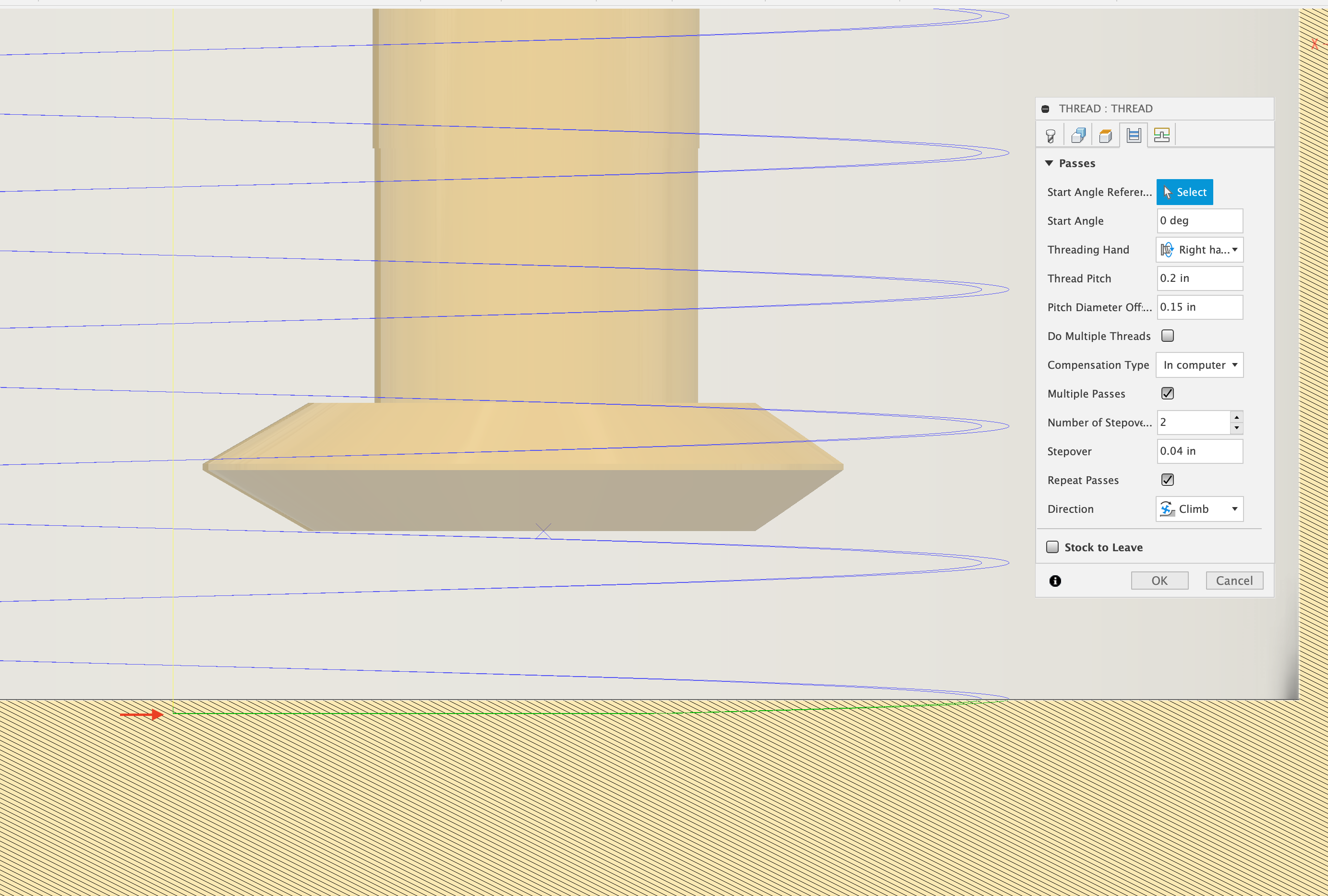 Solved: Thread: Threadmill mills below my bottom height? - Autodesk Community