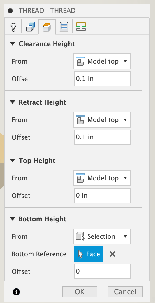 Solved: Thread: Threadmill mills below my bottom height? - Autodesk Community