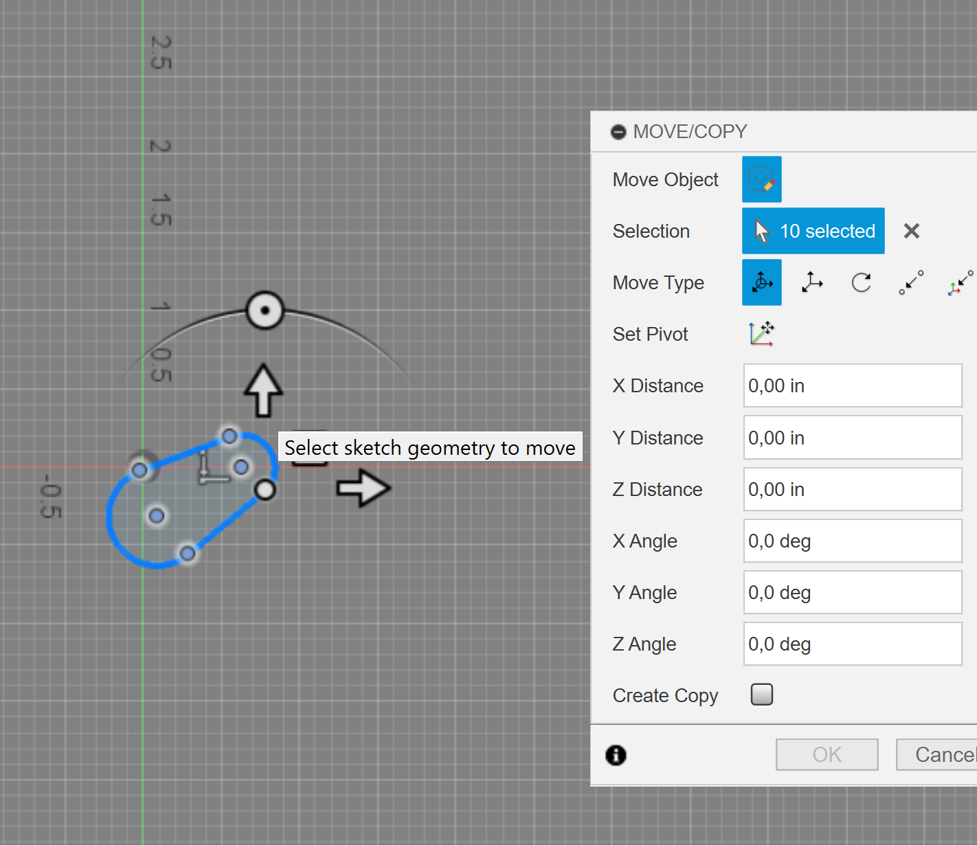 Solved: Move and Rotate Arrows Missing in sketch , either which selecting move or on copy and ...