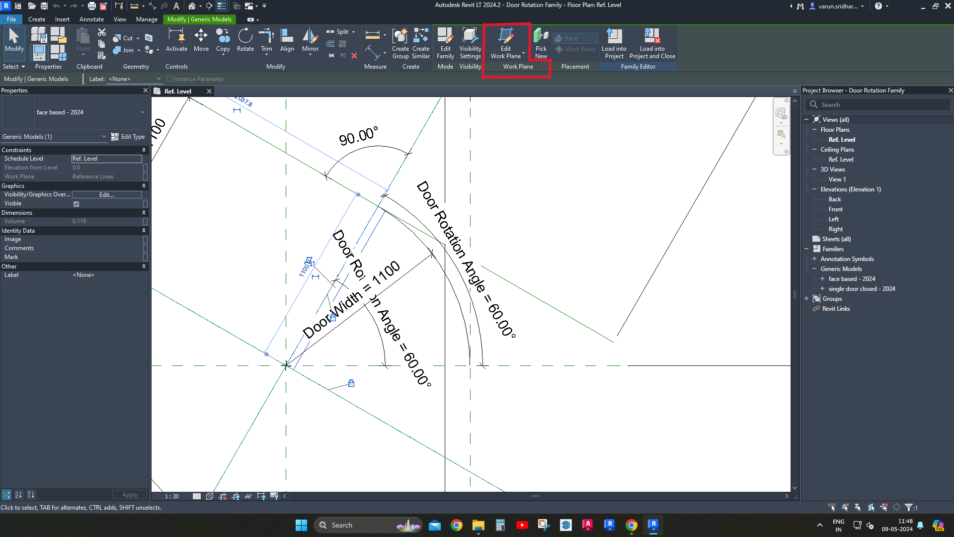 Solved: Where is 'Place on Work Plane'? How do I create a rotation family? - Autodesk Community