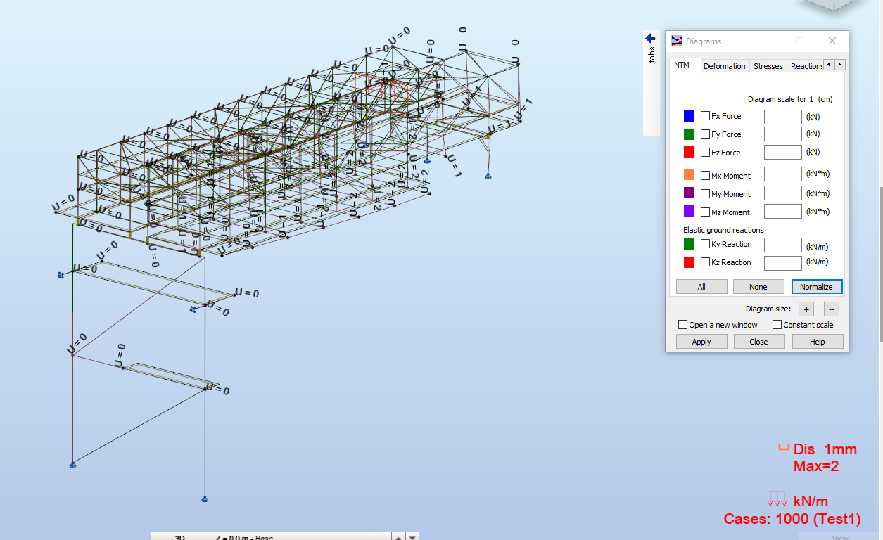 Steel structure model presents diagrams and results in a weird way ...