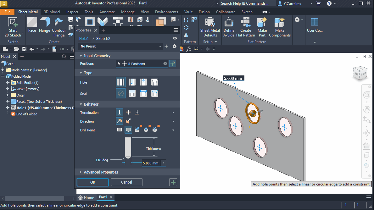 Solved: How do i unselect a hole in Inventor 2025? (Holding shift does ...