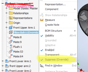 How to suppress subcomponent in iAssembly from a top level one - Autodesk Community