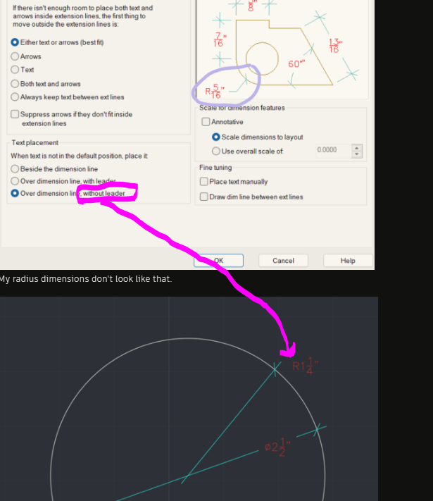 Solved: Can't remove the extension lines for radius and diameter ...