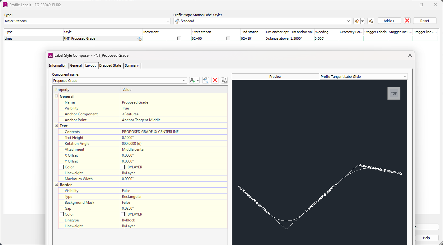 Using Profile Line Label Set to label "PROPOSED GRADE" - Autodesk Community
