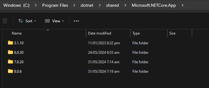 Solved: Could not find part of the path ... \Microsoft.NETCore.App\8.0.5\System.Runtime.dll ...