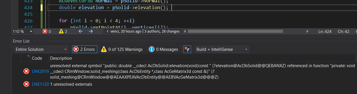 AcDbSolid::elevation() - unresolved external symbol - Autodesk Community