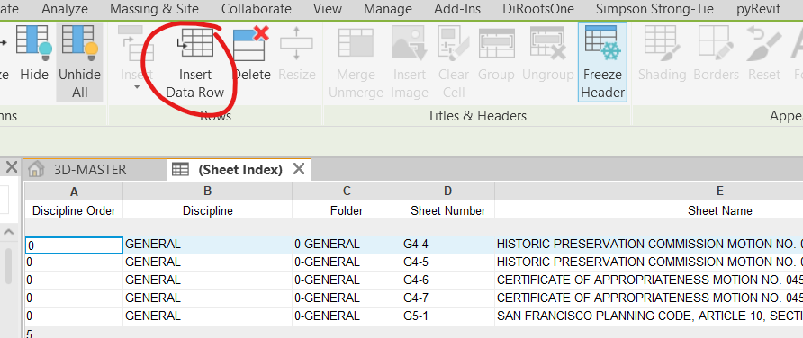 Solved: Insert row to Revit Sheet List - Autodesk Community
