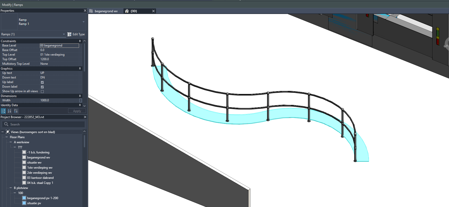 Creating handrail on sloped and curved structural wall - Autodesk Community