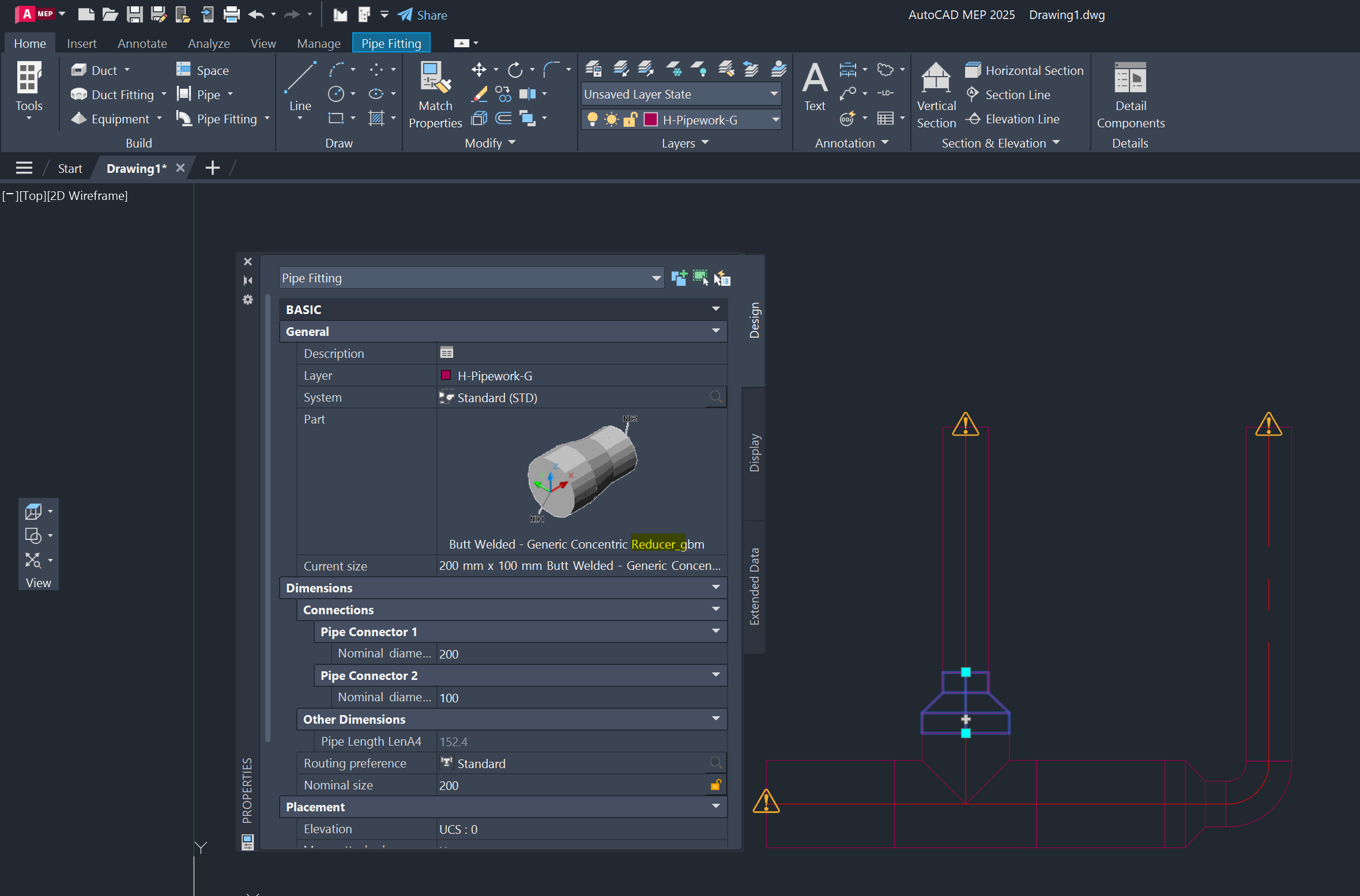 Does AutoCAD MEP produce reducing tees and elbows - Autodesk Community