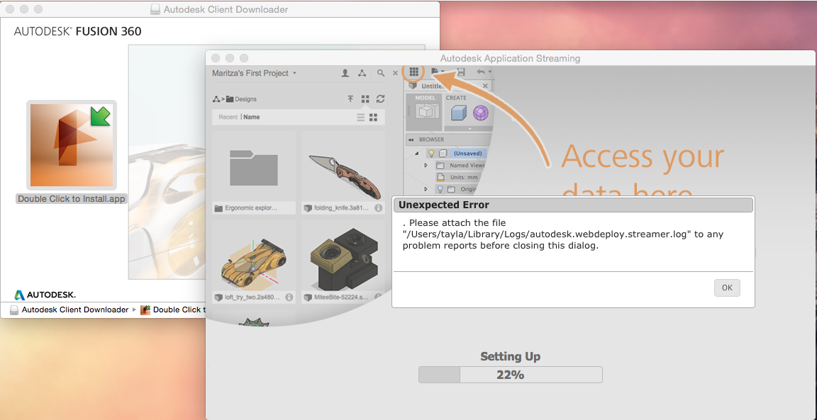Fusion 360 trial installation "Unexpected Error" web deploy.streamer.log - Autodesk Community