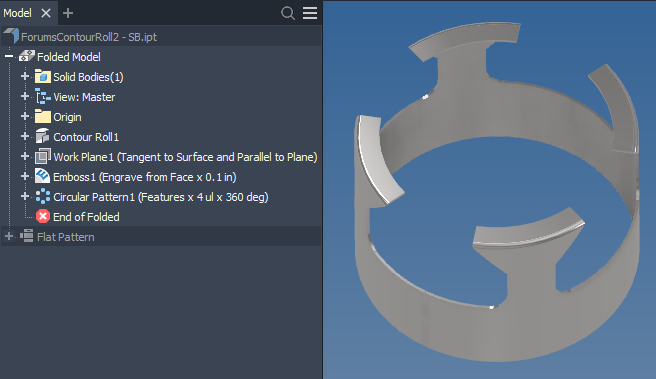 I don't want folded tabs on rolled sheet metal to show folded tabs on the flat pattern ...