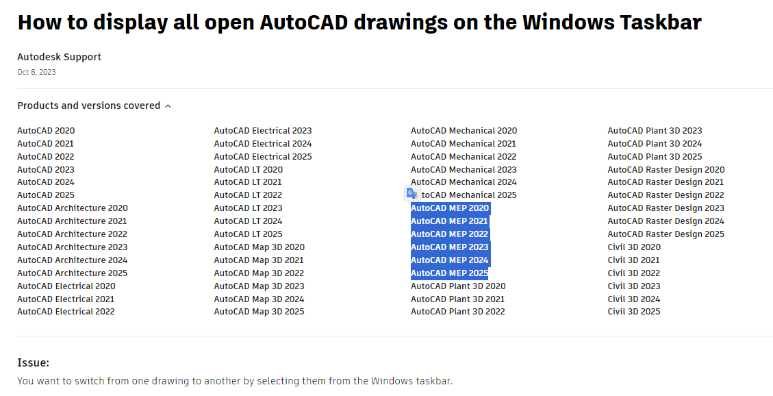 Autocad files combined in Windows Taskbar, should be separated ...