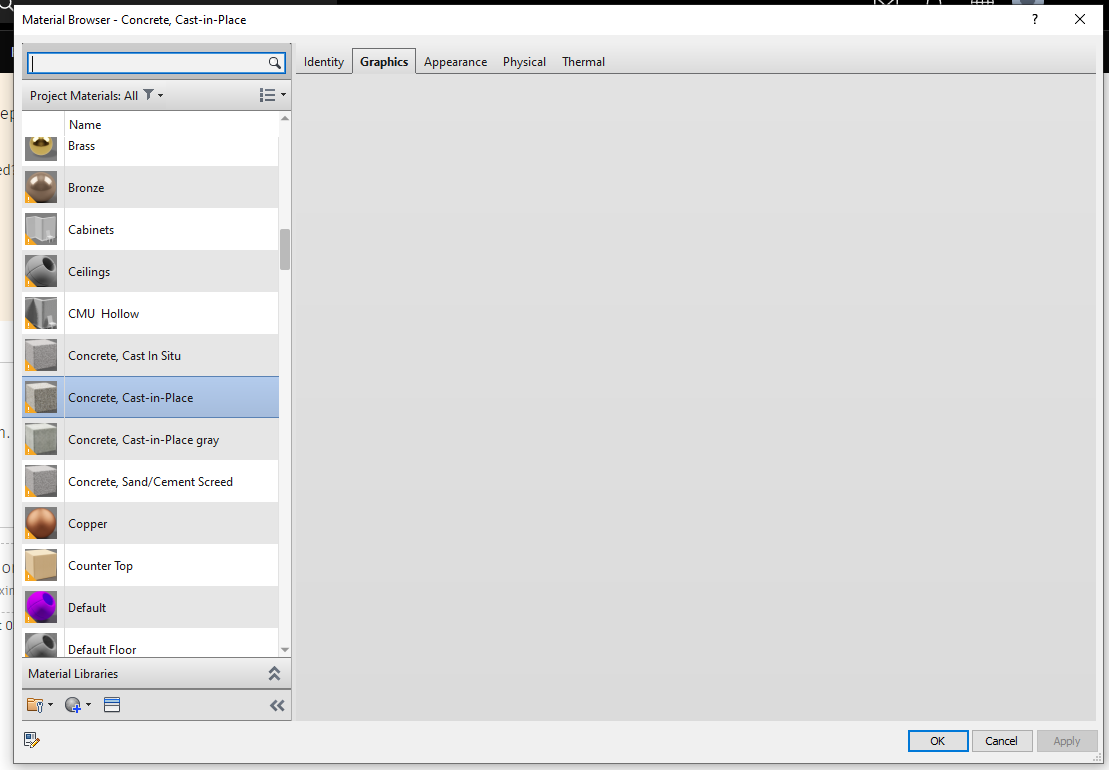 Solved: revit 2025 graphics tab in material browser not working - Autodesk Community
