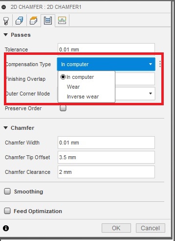 Issue with Compensation: Off on chamfer mills - Autodesk Community