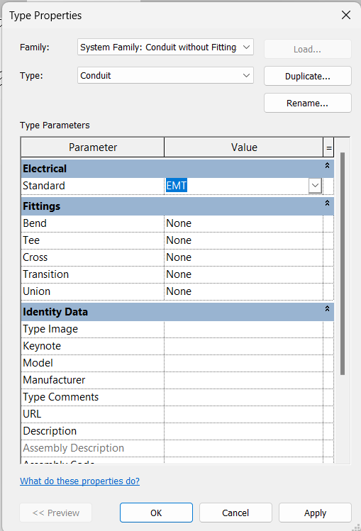 Solved: How To Set the standard of a newly created Conduit Type? - Autodesk Community