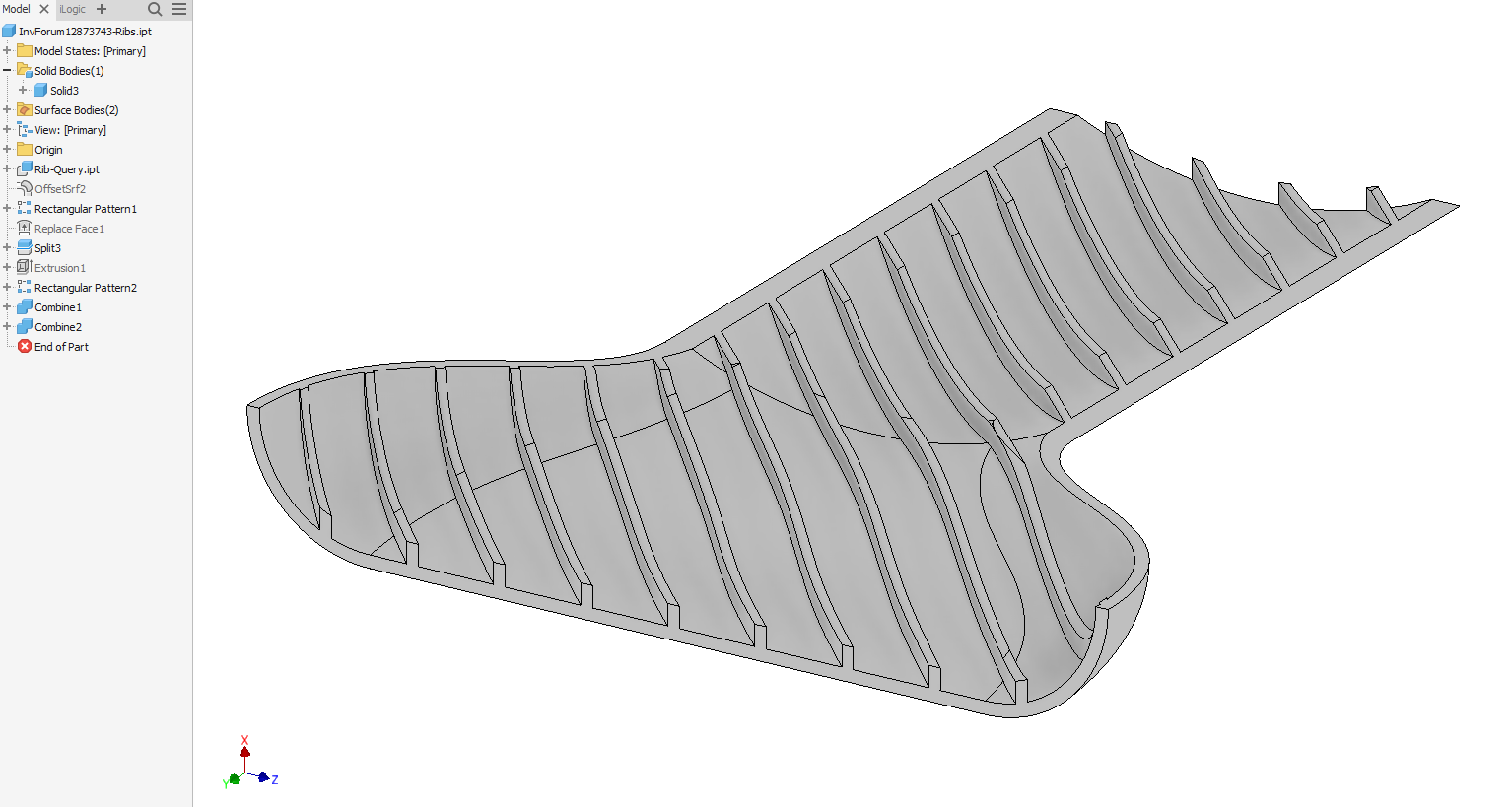 Solved: Ribs at an angle, on curved surface - Autodesk Community