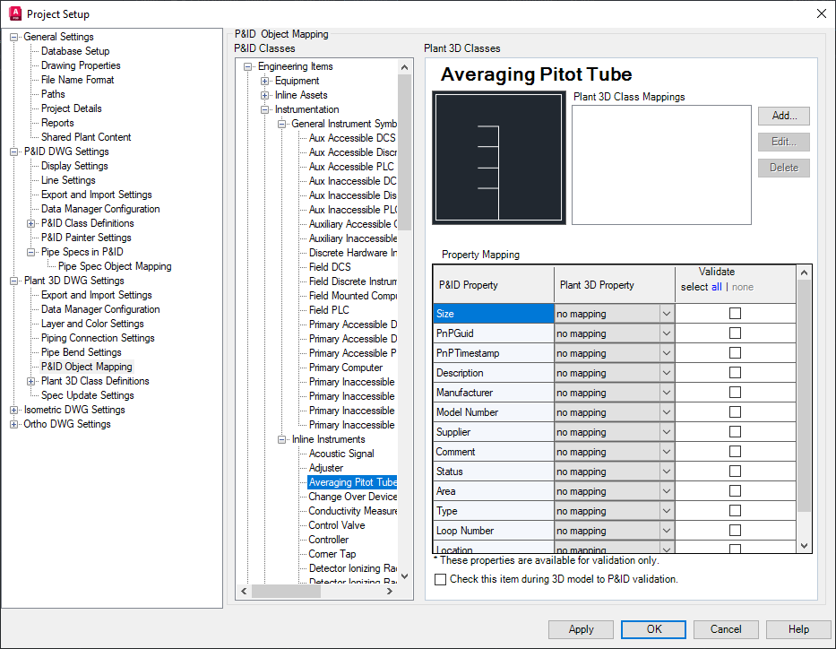 Spec Object Mapping - Instrumentation - Autodesk Community