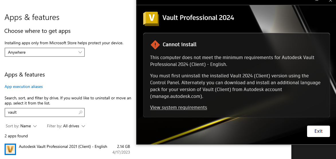Solved: Vault Professional Client 2024 - reinstall blocked - Autodesk Community