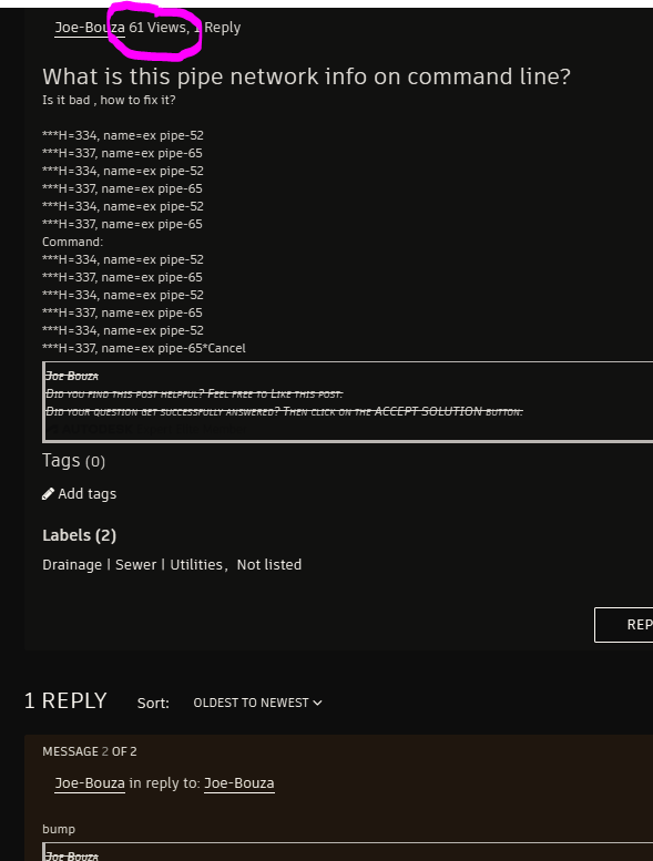 What is this pipe network info on command line? - Autodesk Community