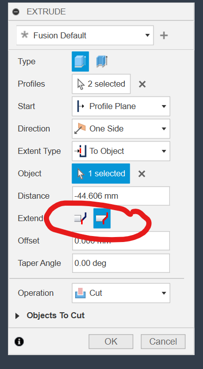 One body but seems two selections - Extrude to object error - Autodesk Community