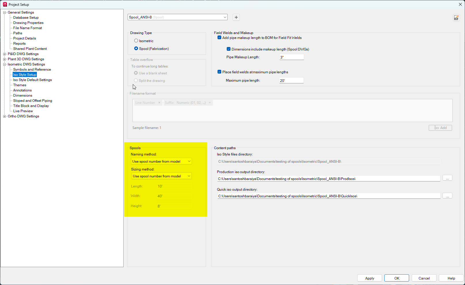Solved: Issue with SPOOL ISO with SPOOL Name from model (Project file ...