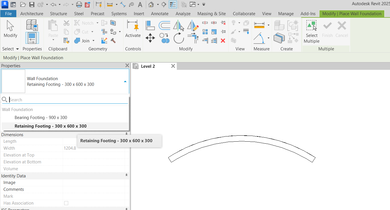 Solved: Revit encountered a serious issue when i place a wall footing under curved wall ...