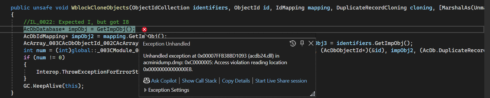 Fatal error when importing blocks from another drawing using WblockCloneObjects. - Autodesk ...
