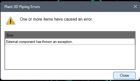 "External component has thrown an exception" - Autodesk Community
