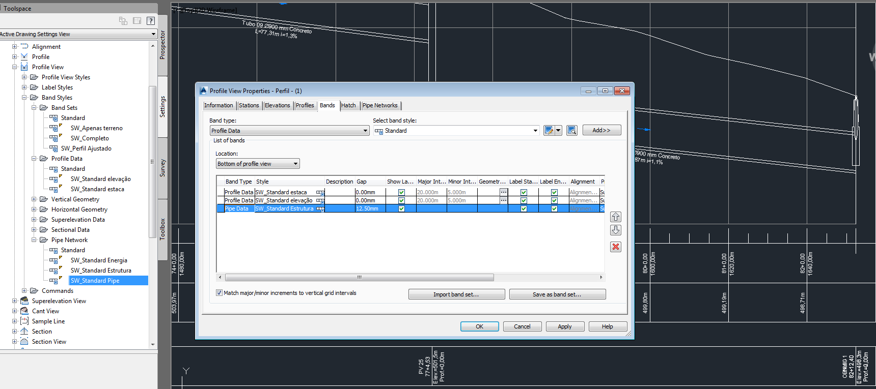 Profile view band at start/end stations not showing - Autodesk Community