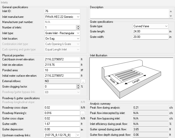 Storm and Sanitary Analysis 2024 Sag Inlet Capacity Limit - Autodesk ...