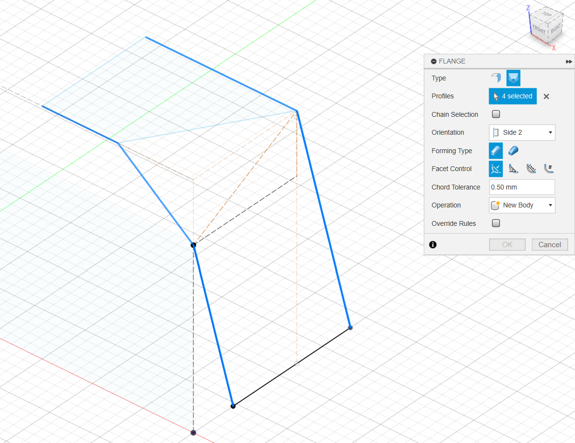 Oblique edge for metal sheet 90 degree bend - Autodesk Community