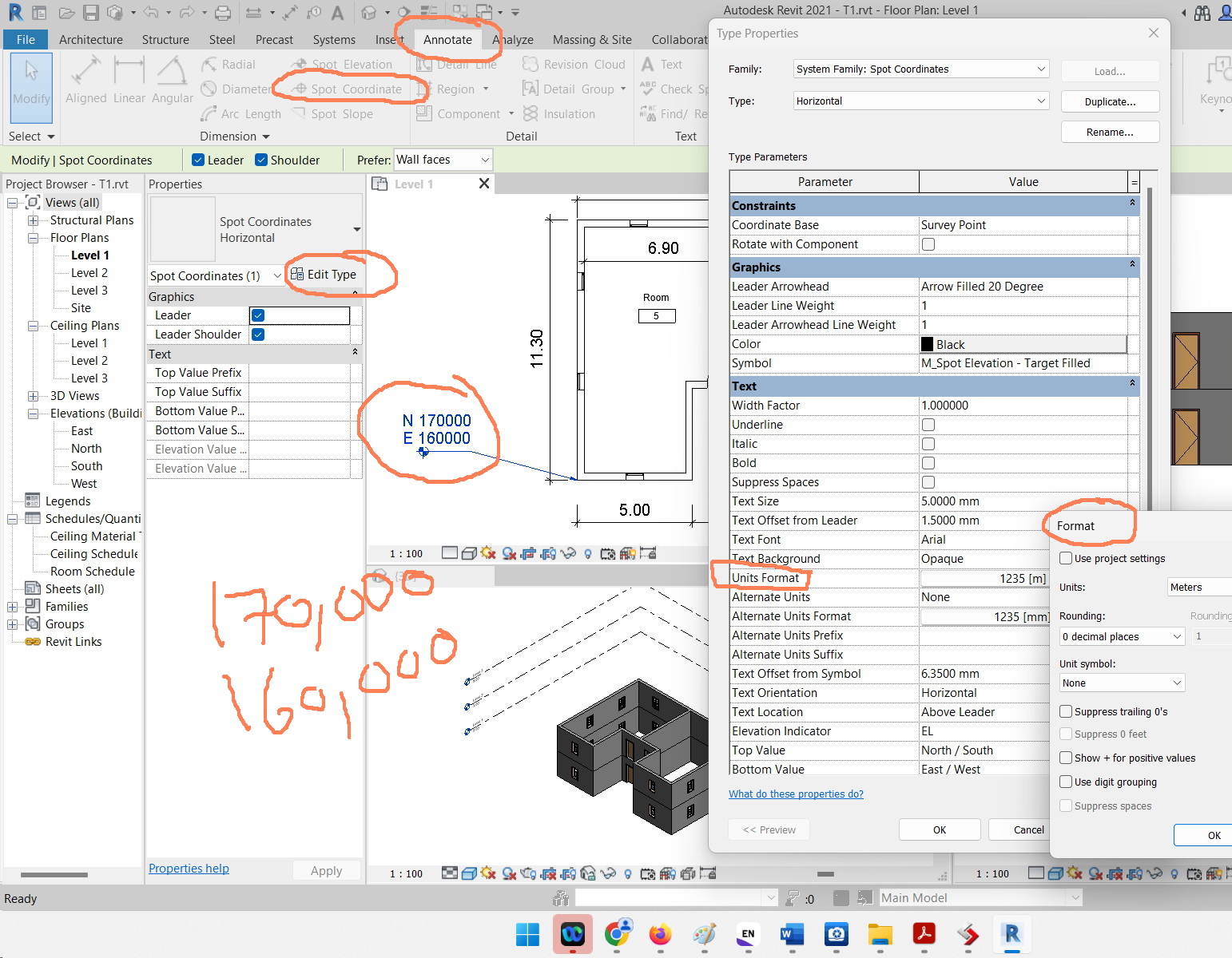 Solved: Revit 2021: How to display the “thousand separator” for the text in the “spot coordinate ...