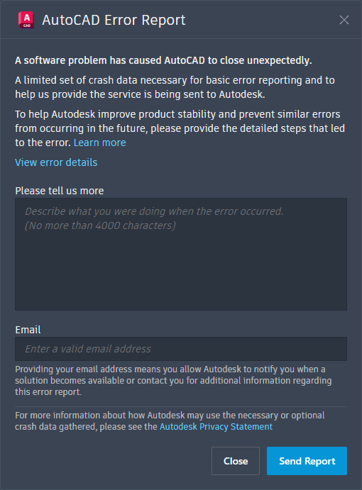 Fatal Error - Autodesk Community