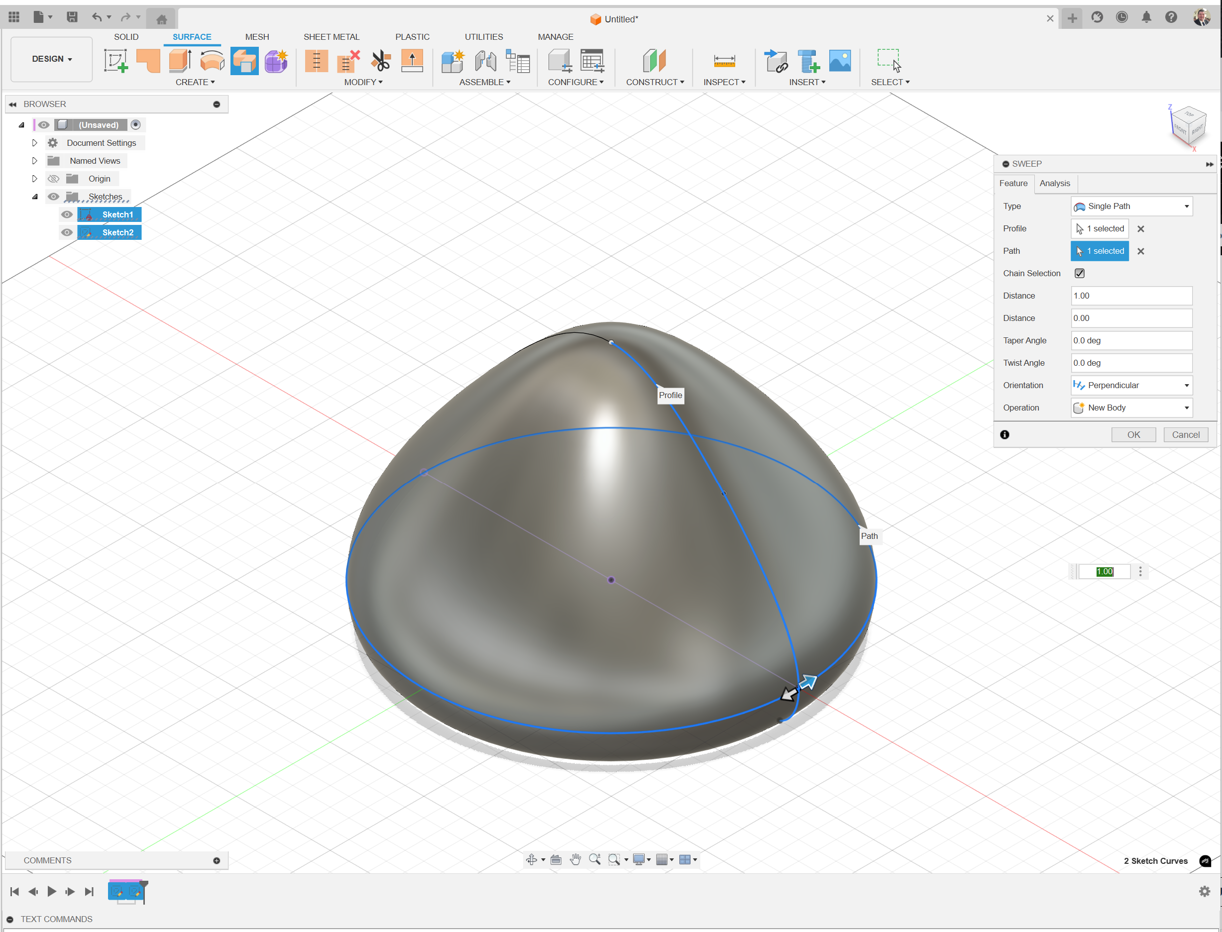 Solved: How to sweep a profile around an ellipse to make a "bell" shape? - Autodesk Community