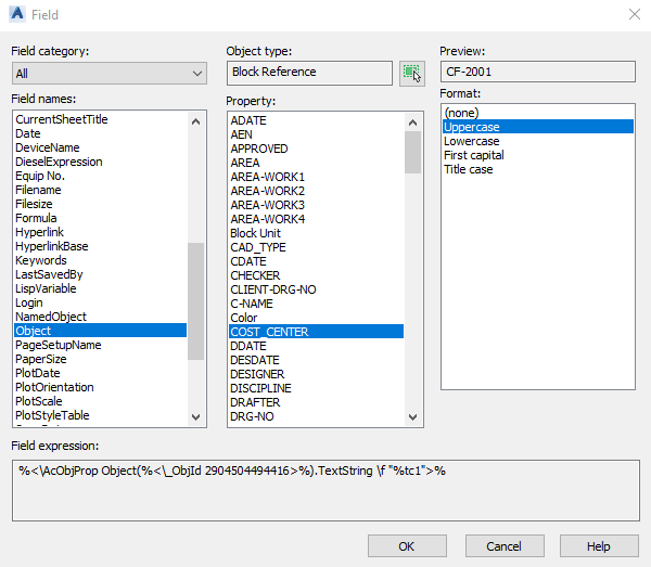 field formula object id changes between drawings - Autodesk Community